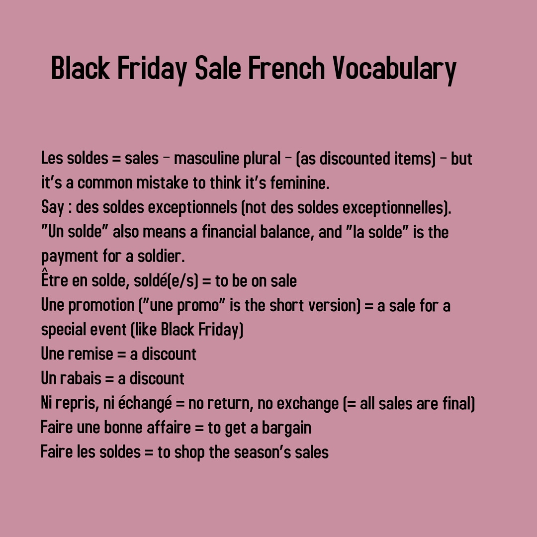 Black Friday Sale French Vocabulary – FrenchConnect